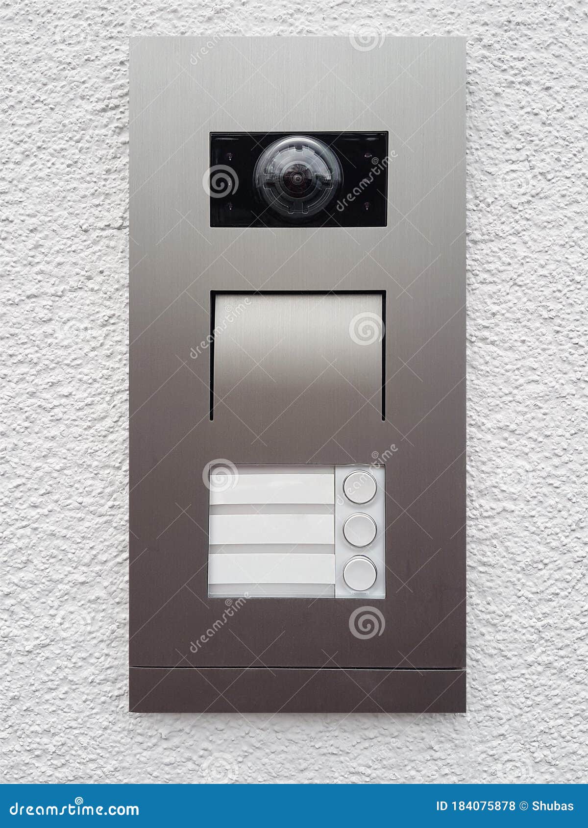 Intercom on White Textured Wall. Facade House Stock Photo - Image of ...