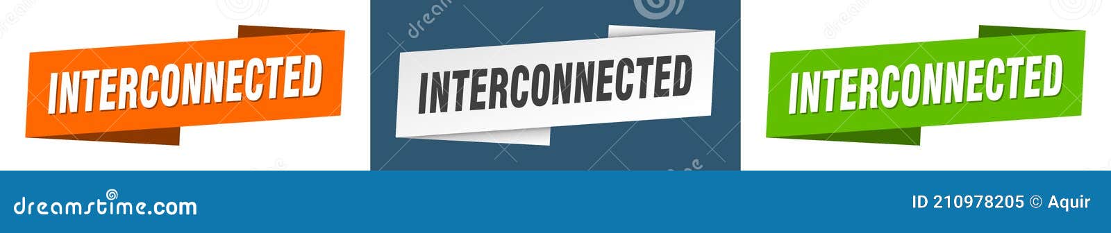 Interconnected Banner. Interconnected Ribbon Label Sign Set Stock ...
