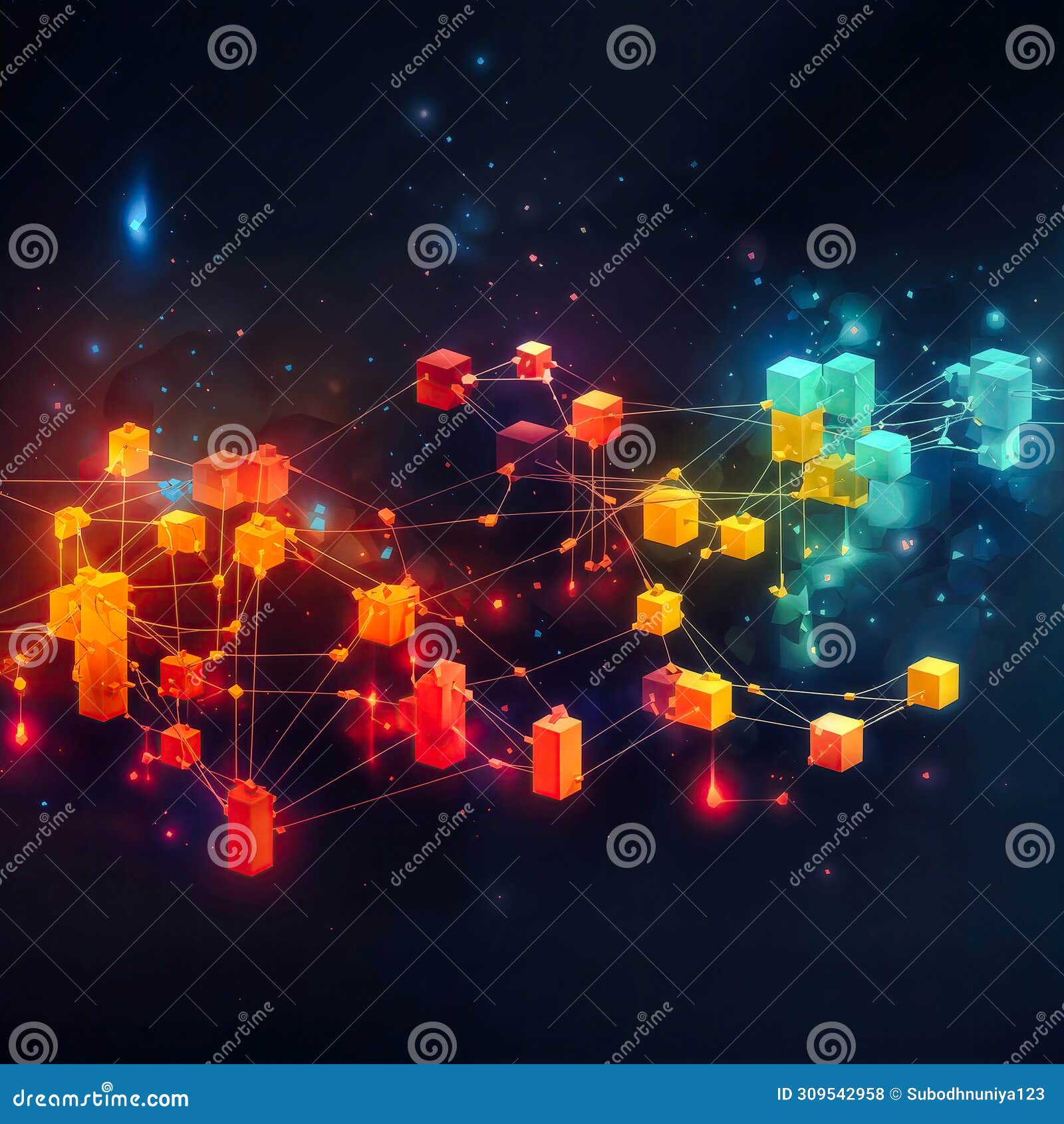 Interconnected Blocks Against a Black Background. Stock Illustration ...