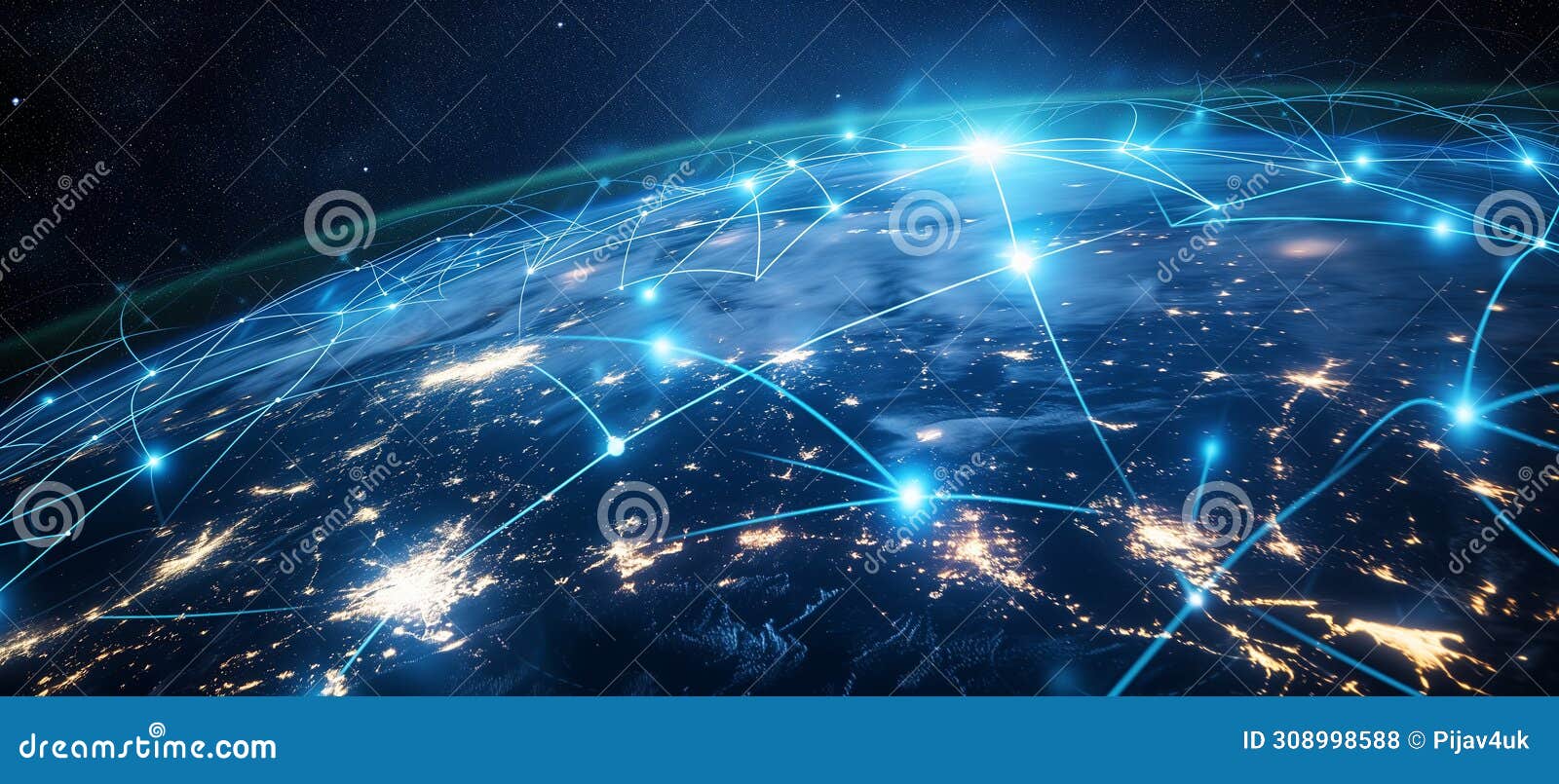 Interconnected Communication Lines on Globe for Global Reach, Online ...