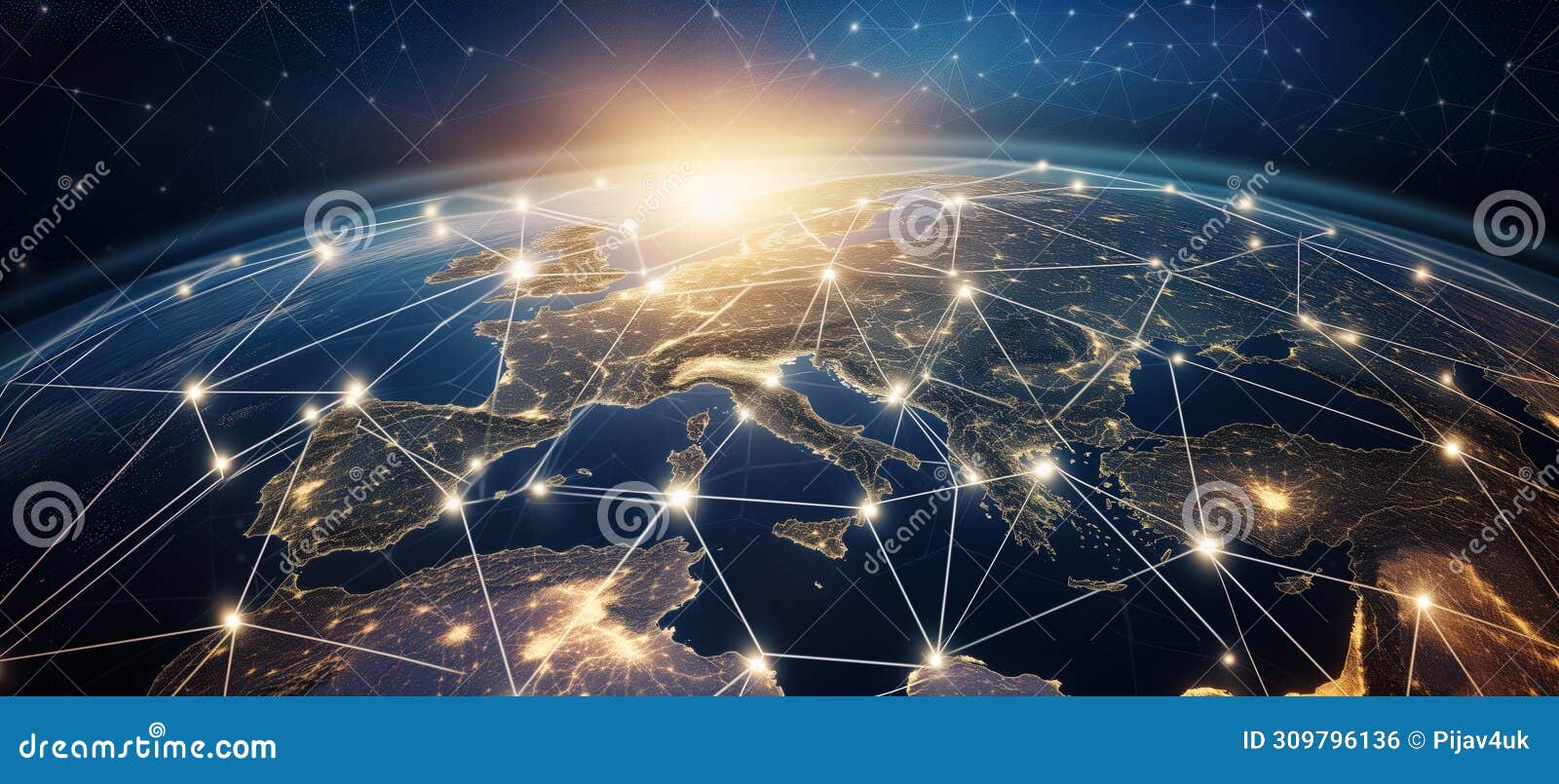 Interconnected Communication Lines on Globe for Global Reach, Online ...