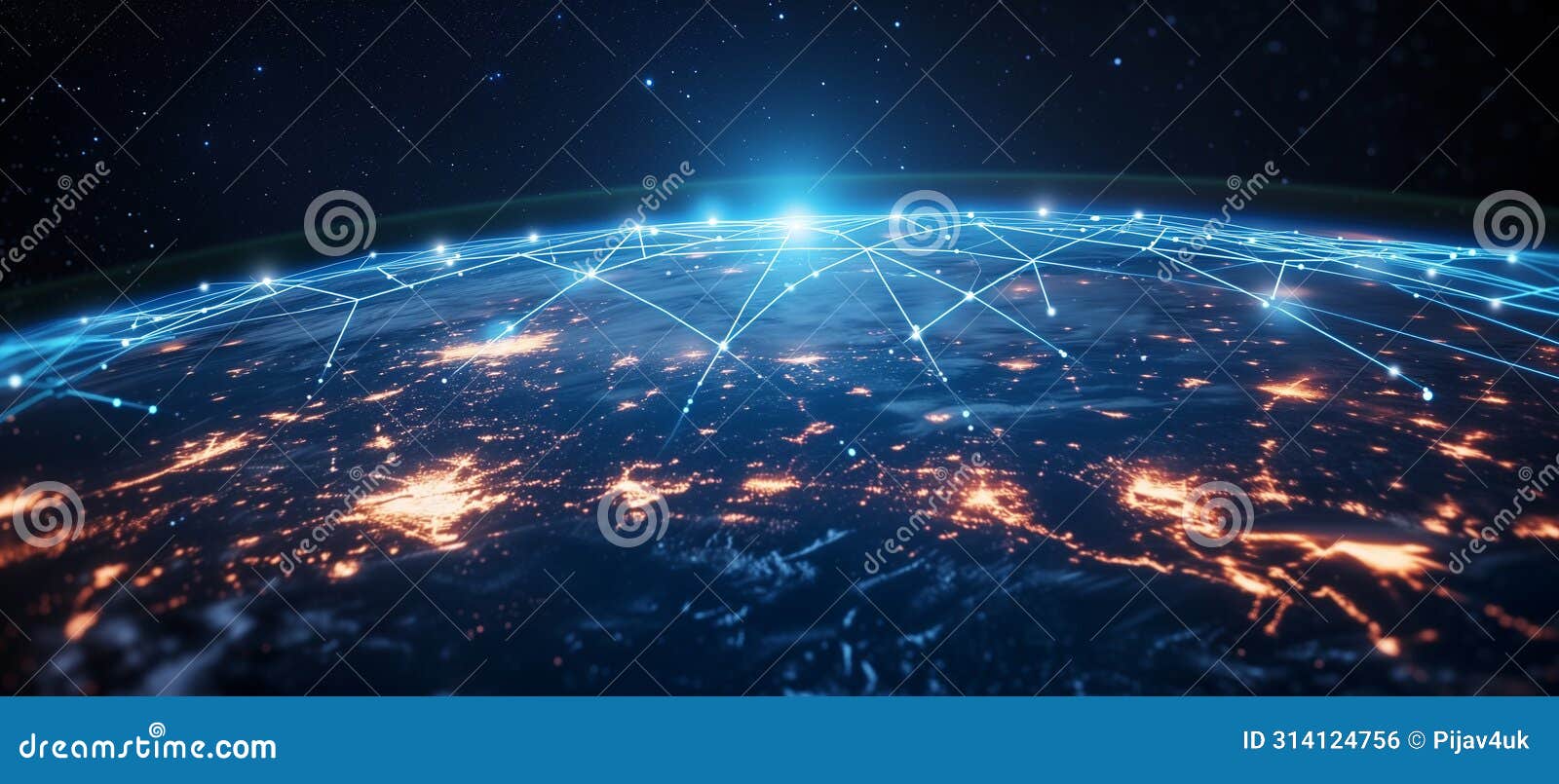 Interconnected Communication Lines on Globe for Global Reach, Online ...