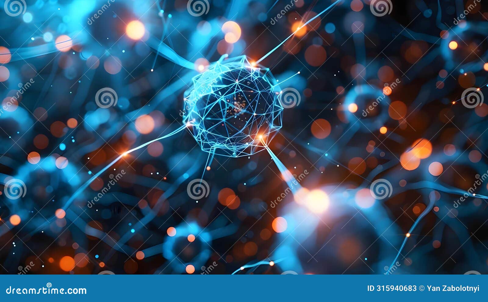 Interconnected Cyber Cells and Neural Connections: Tech-Themed Abstract Background. Concept ...