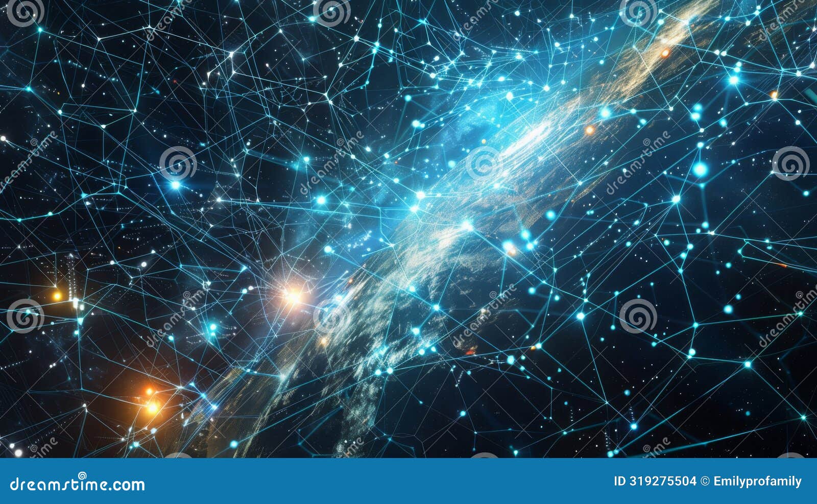 Interconnected Digital Network Representing Global Communications at ...