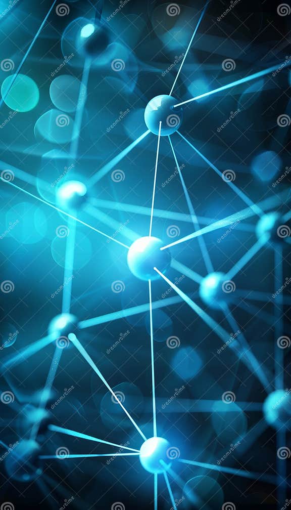 Interconnected Dots on Blue Background, Abstract Concept Representing ...