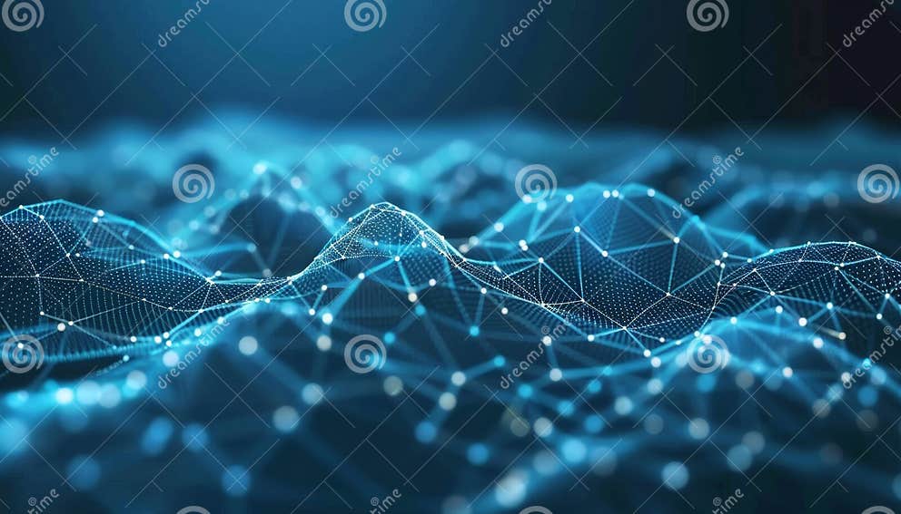 Interconnected Dots on Bright Blue Backdrop Abstract Concept ...