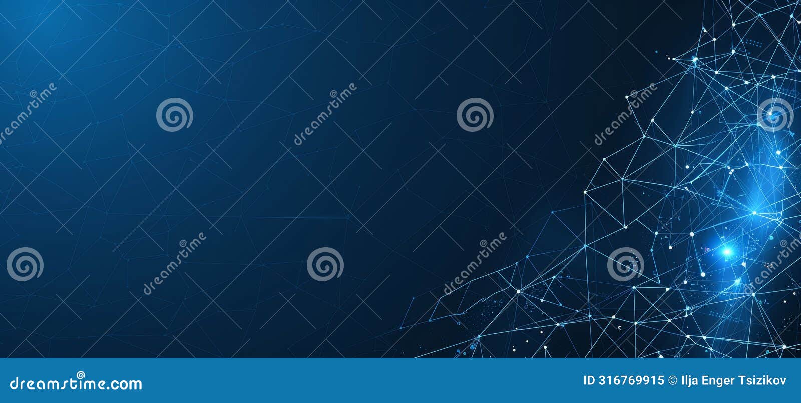 Interconnected Dots on Bright Blue Background Communication Concept in ...