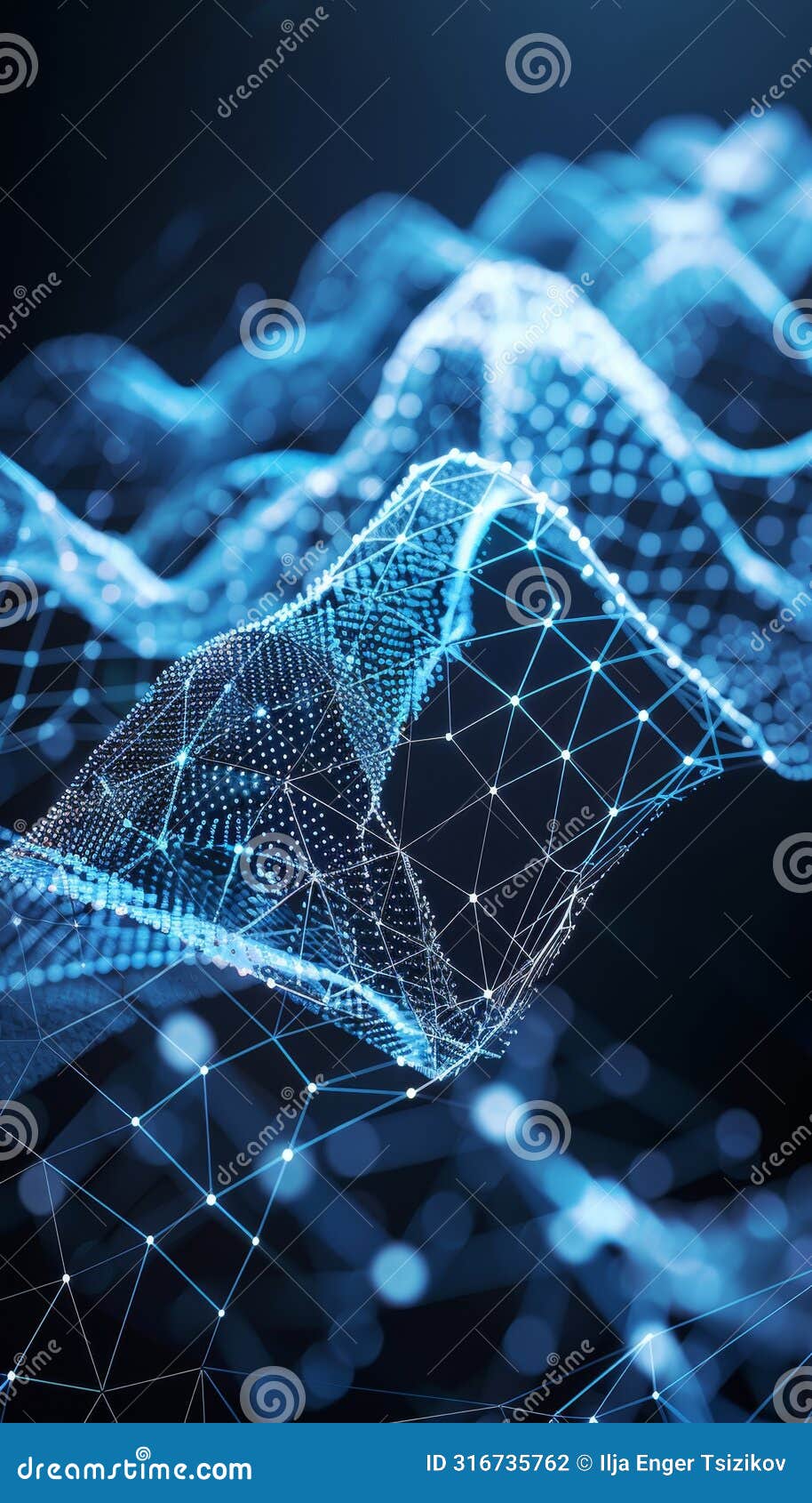 Interlinked Dots On Vibrant Blue Backdrop Abstract Communication ...