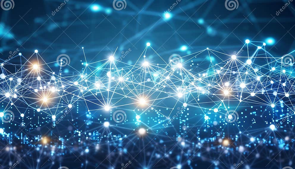 Interconnected Dots on Vibrant Blue Background Abstract Representation ...