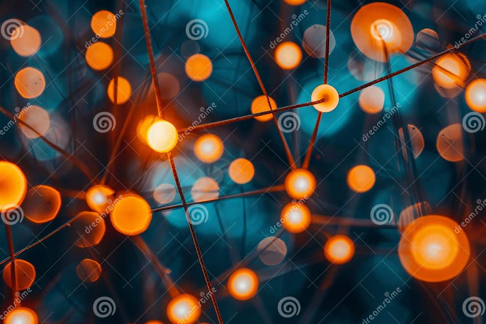 Interconnected Dots on Vibrant Blue Background Abstract Representation ...