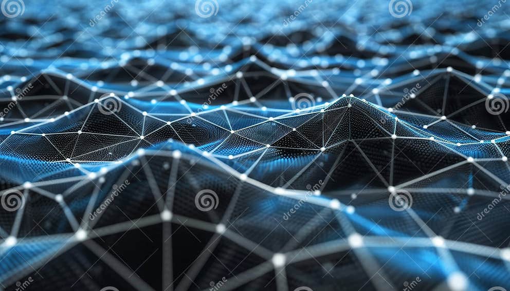 Interconnected Dots on Vibrant Blue Background Abstract Representation ...