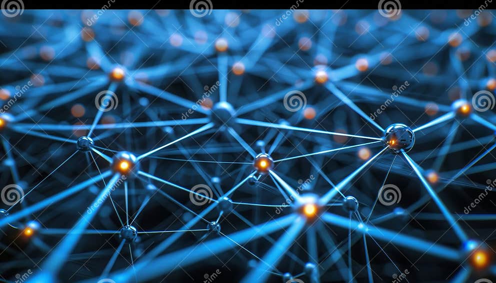 Interconnected Dots on Vibrant Blue Surface Abstract Communication ...