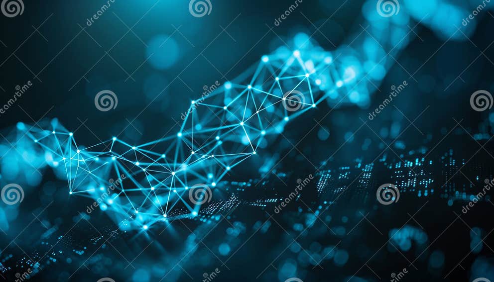 Interconnected Dots on Vibrant Blue Surface Abstract Representation of ...
