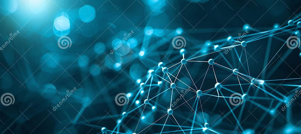 Interconnected Dots on Vibrant Blue Surface Abstract Visualization of ...