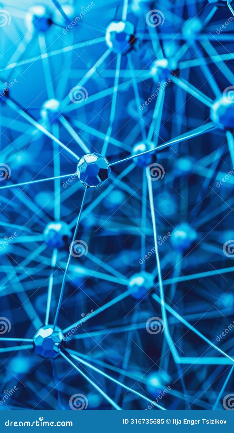 Interconnected Dots on Vivid Blue Background Abstract Representation of ...