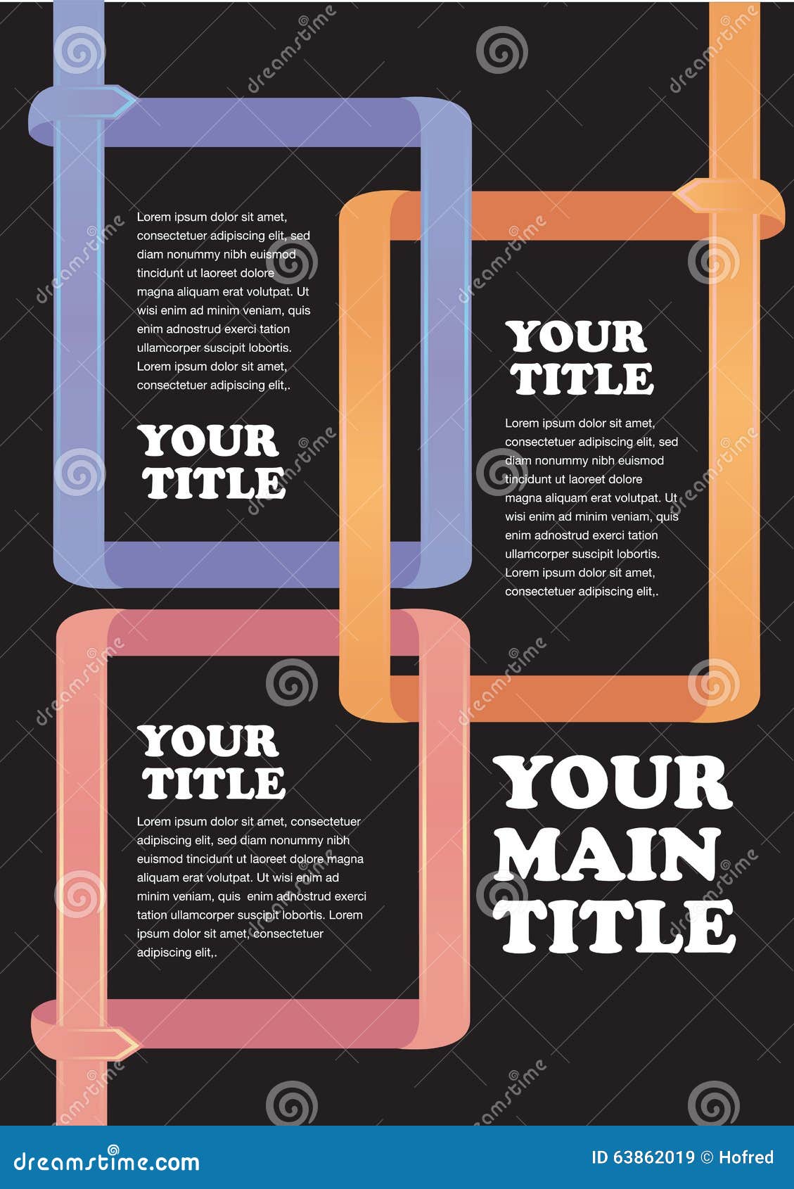 Interconnected Frames for Copy Space Page Layout Design Stock Vector ...