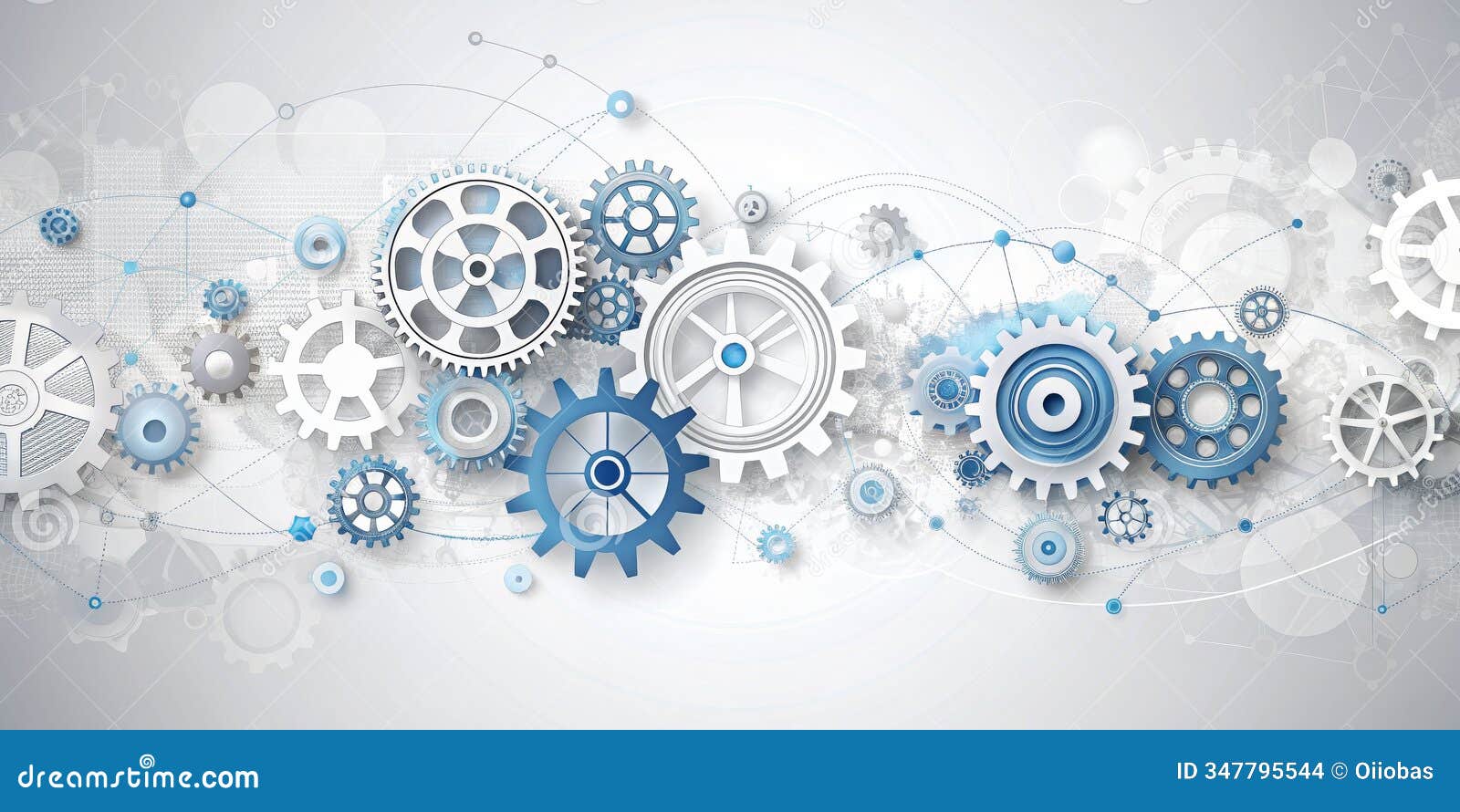 Interconnected Gears Blue and White Cogs Network Concept Stock ...