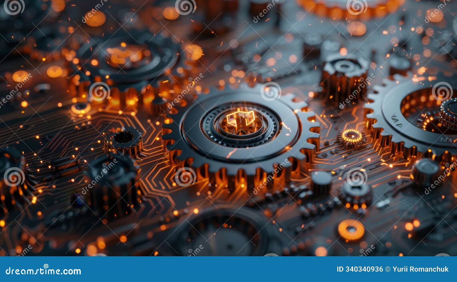 Interconnected Gears and Circuitry Symbolizing the Synergy of ...