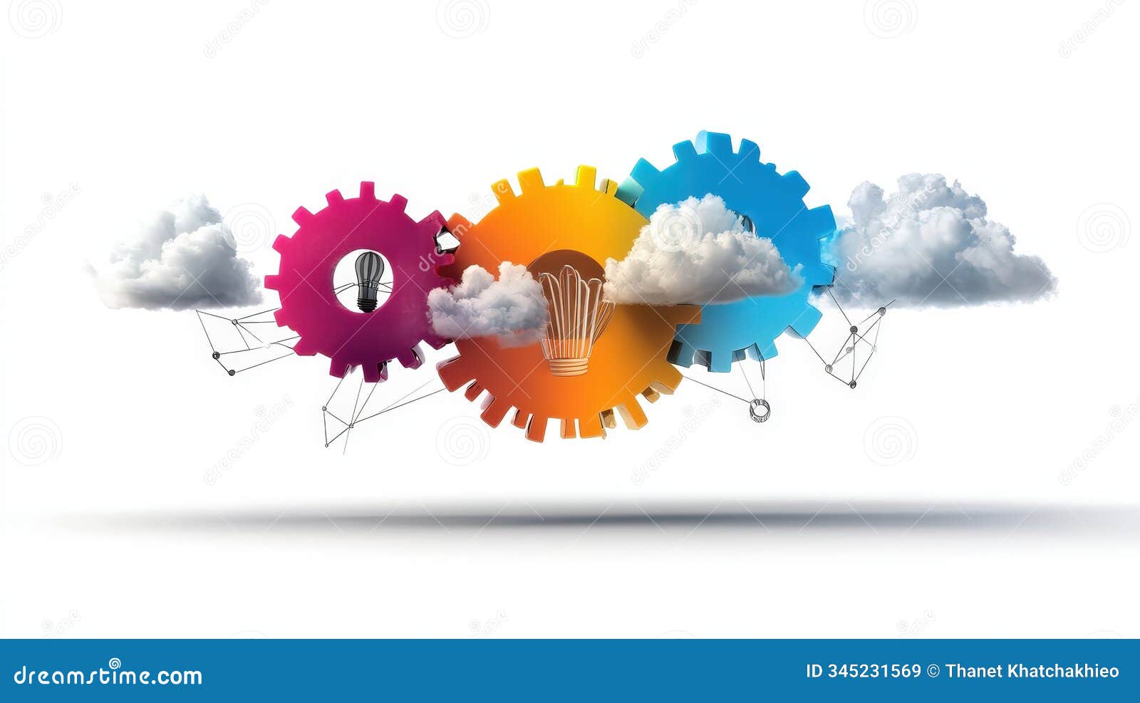 Interconnected Gears Cloud Computing Ideas Innovation Teamwork Technology Stock Image - Image of ...