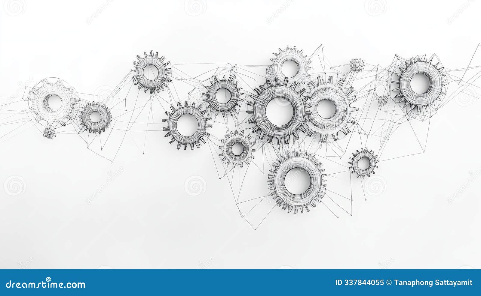 Interconnected Gears a Single Line Drawing Representing Collaboration ...