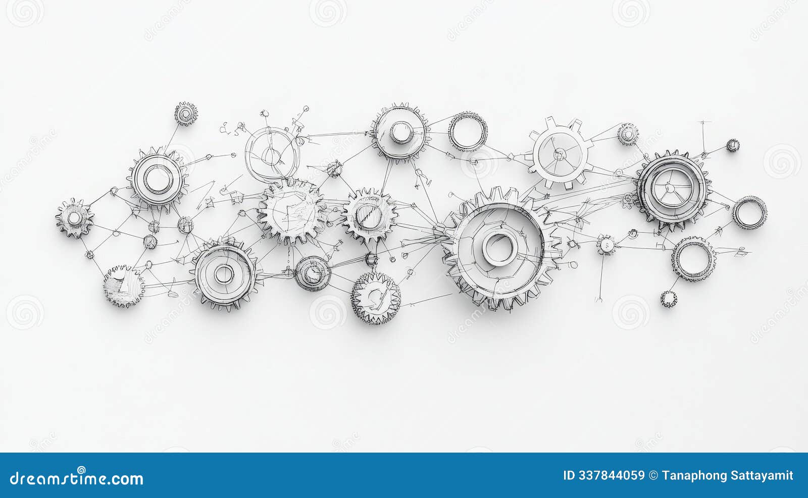 Interconnected Gears a SingleLine Drawing of Teamwork and Collaboration ...