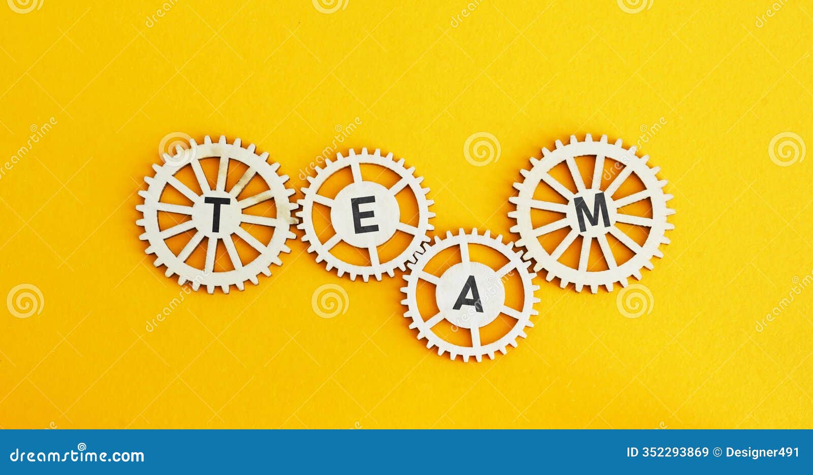 Interconnected Gears and the Word Team. Teamwork Concept. Stock Image ...