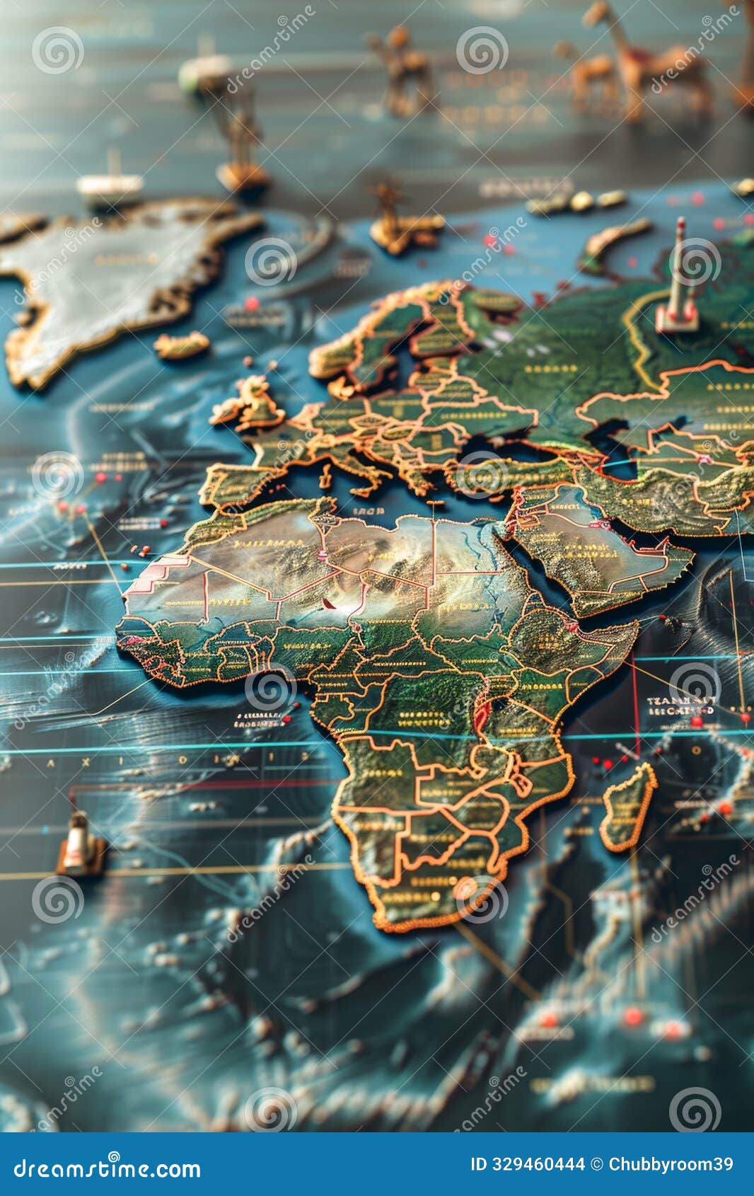 Interconnected Global Commerce Shown in World Map Trade Grid Stock ...
