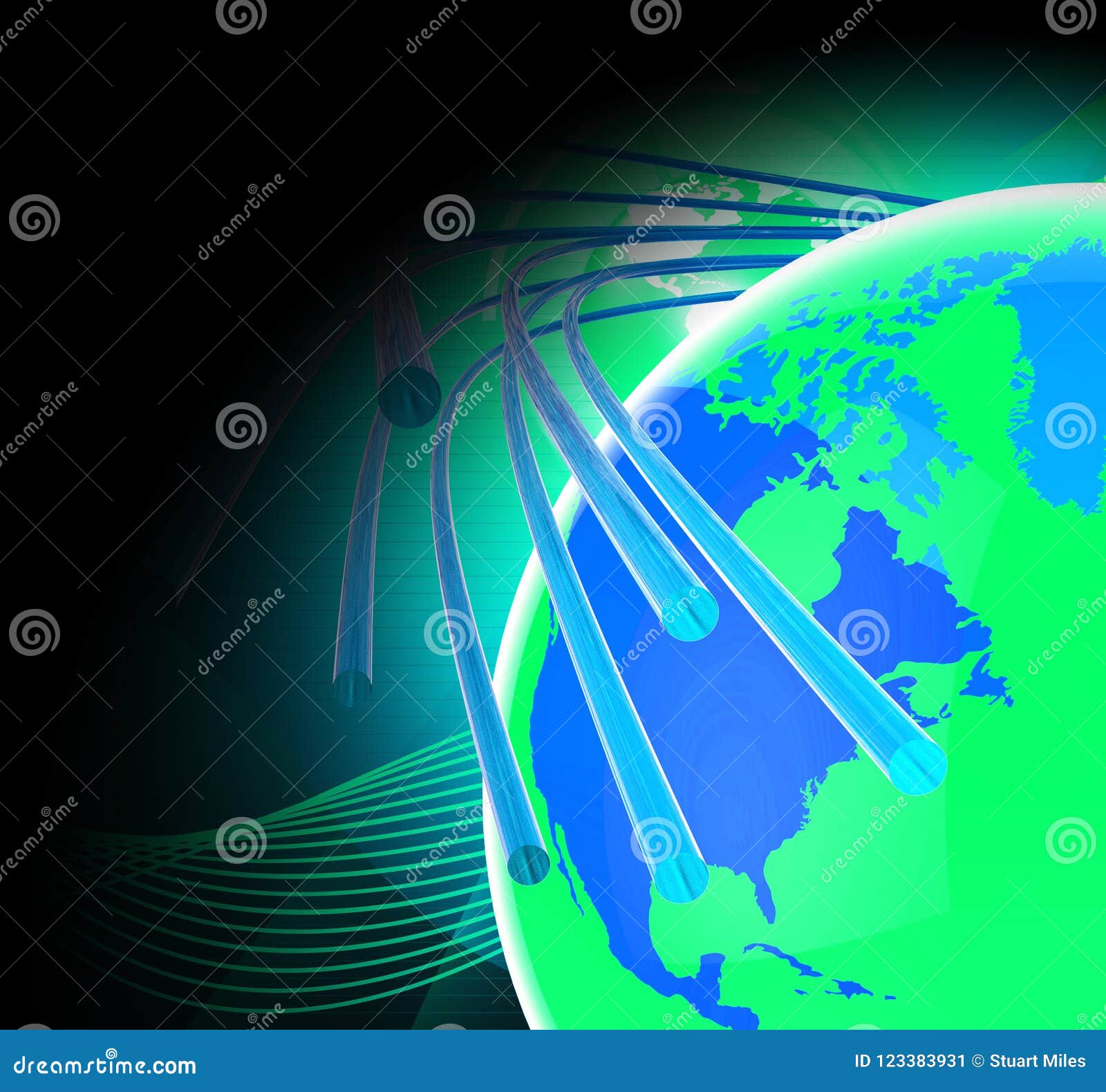 Interconnected Globe World Technology Link 3d Rendering Stock ...