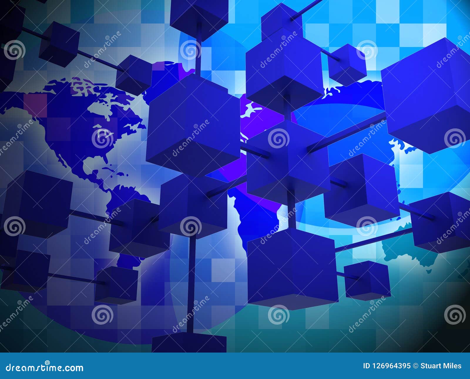 Interconnected Globe World Technology Link 3d Rendering Stock ...