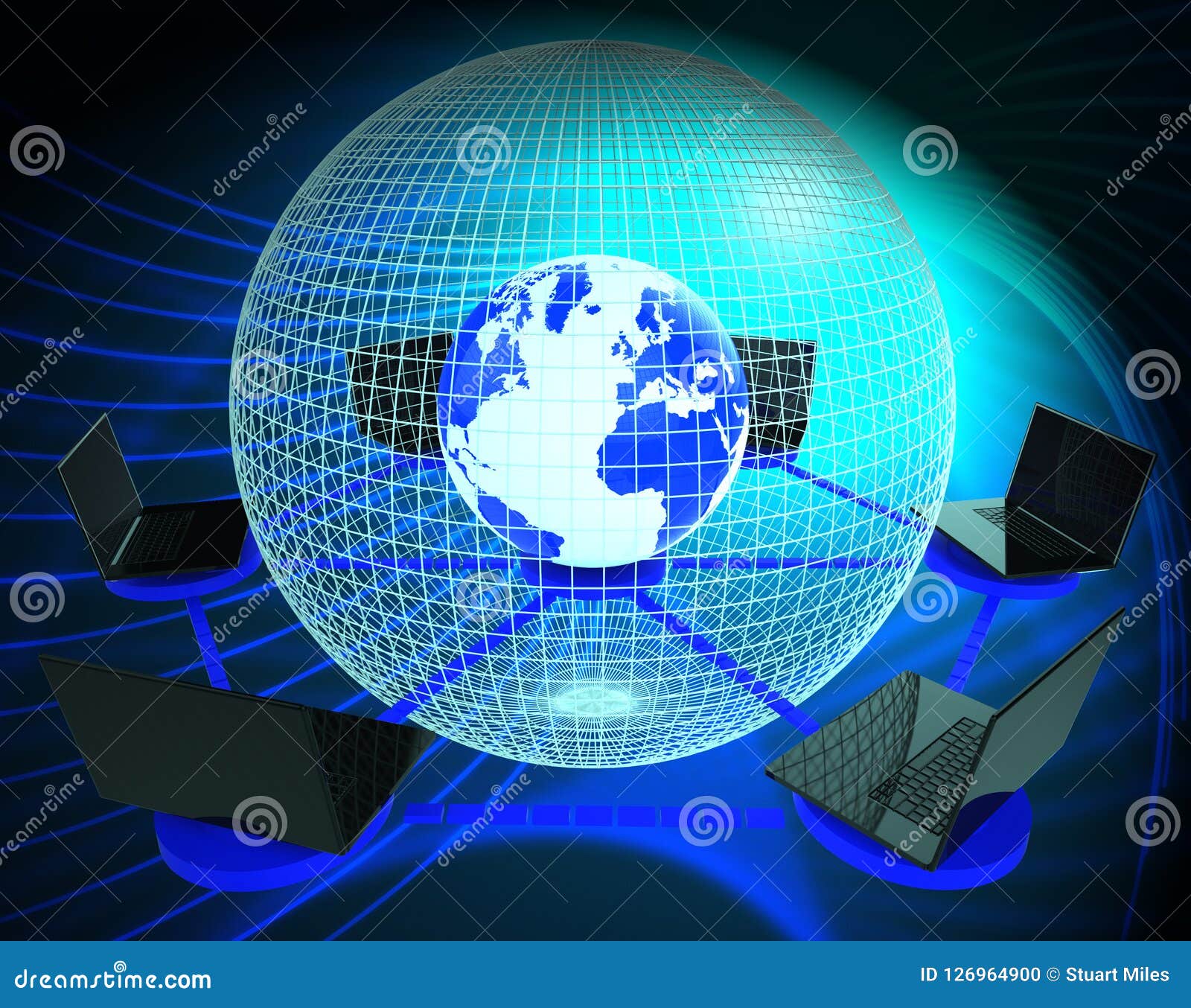 Interconnected Globe World Technology Link 3d Rendering Stock ...