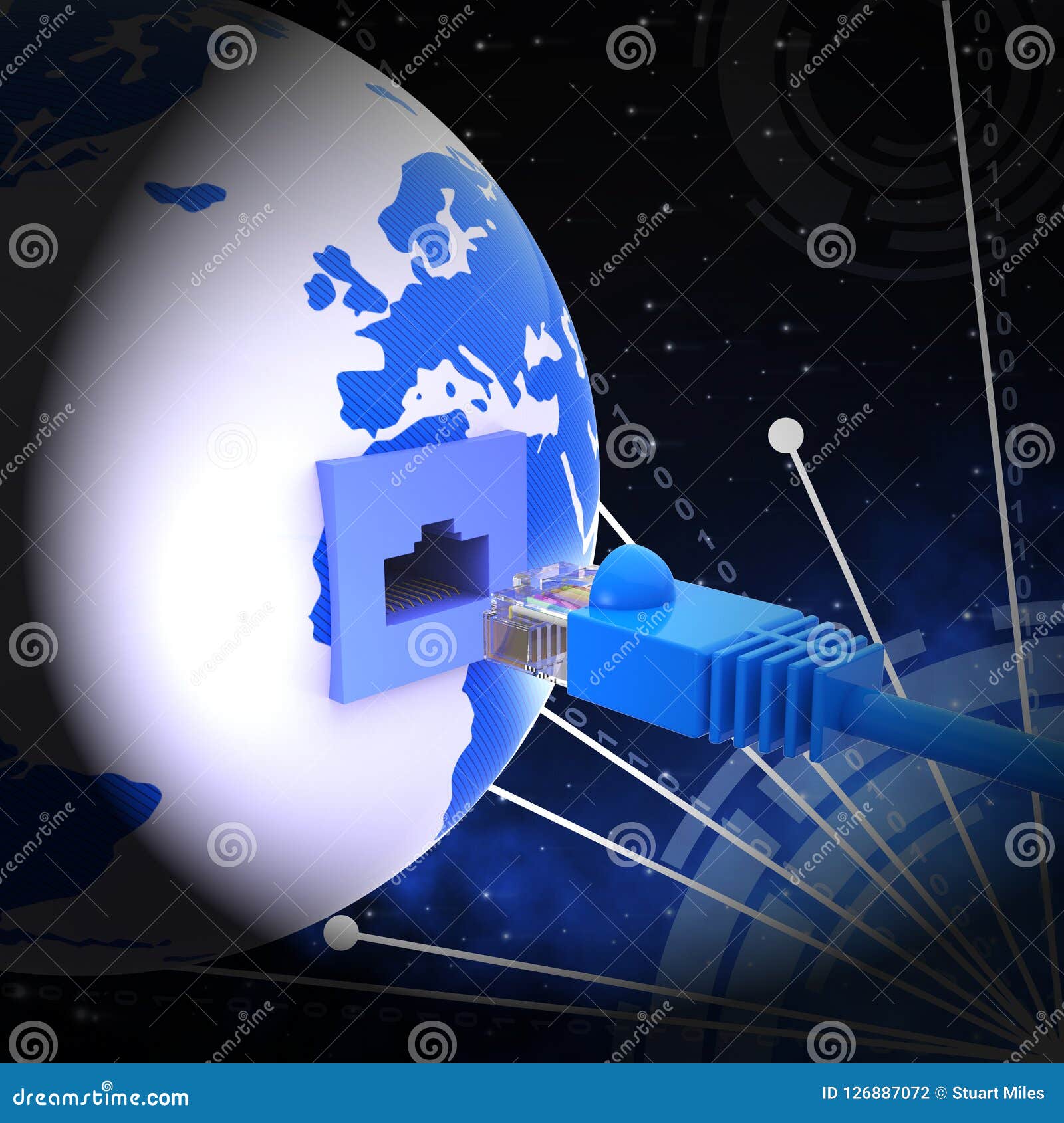 Interconnected Globe World Technology Link 3d Rendering Stock ...