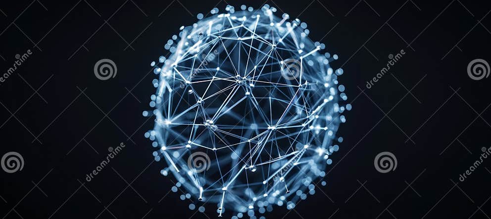 Interconnected Glowing Nodes Form a Spherical Shape, Abstract ...