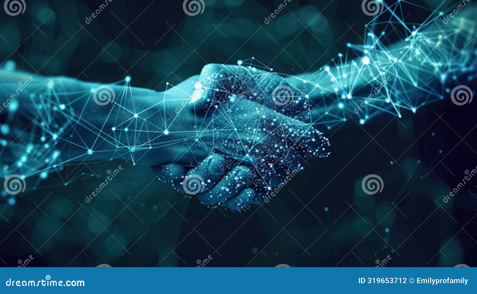Interconnected Handshake with Lines and Dots Stock Photo - Image of ...