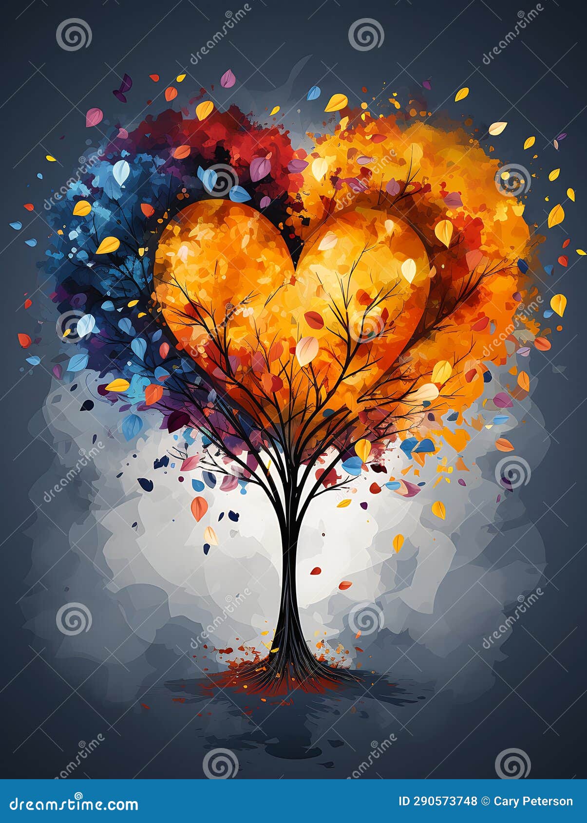 Interconnected Hearts on a Tree Stock Illustration - Illustration of ...