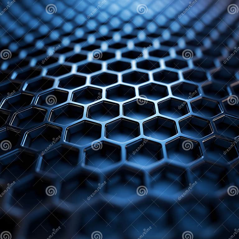 Interconnected Hexagons: a Textured Blue Pattern in 3D Depth Stock ...