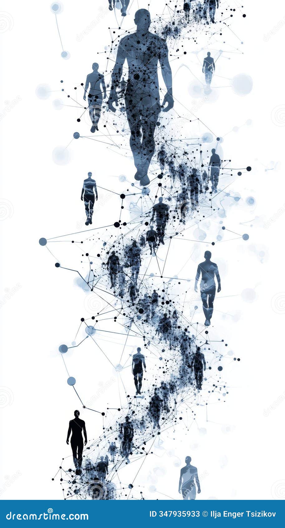 Interconnected Human Figures in a Network, Digital Representation of ...