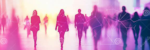 Interconnected Human Figures in a Network, Digital Representation of ...