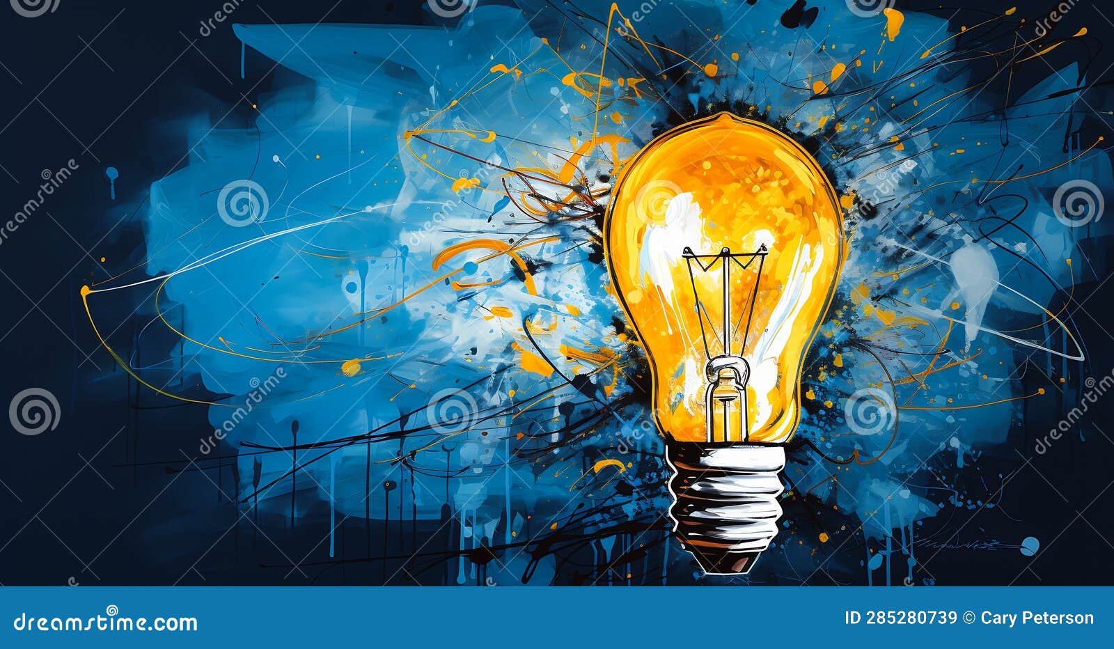 Interconnected Light Bulbs on a Blue Background Stock Illustration ...