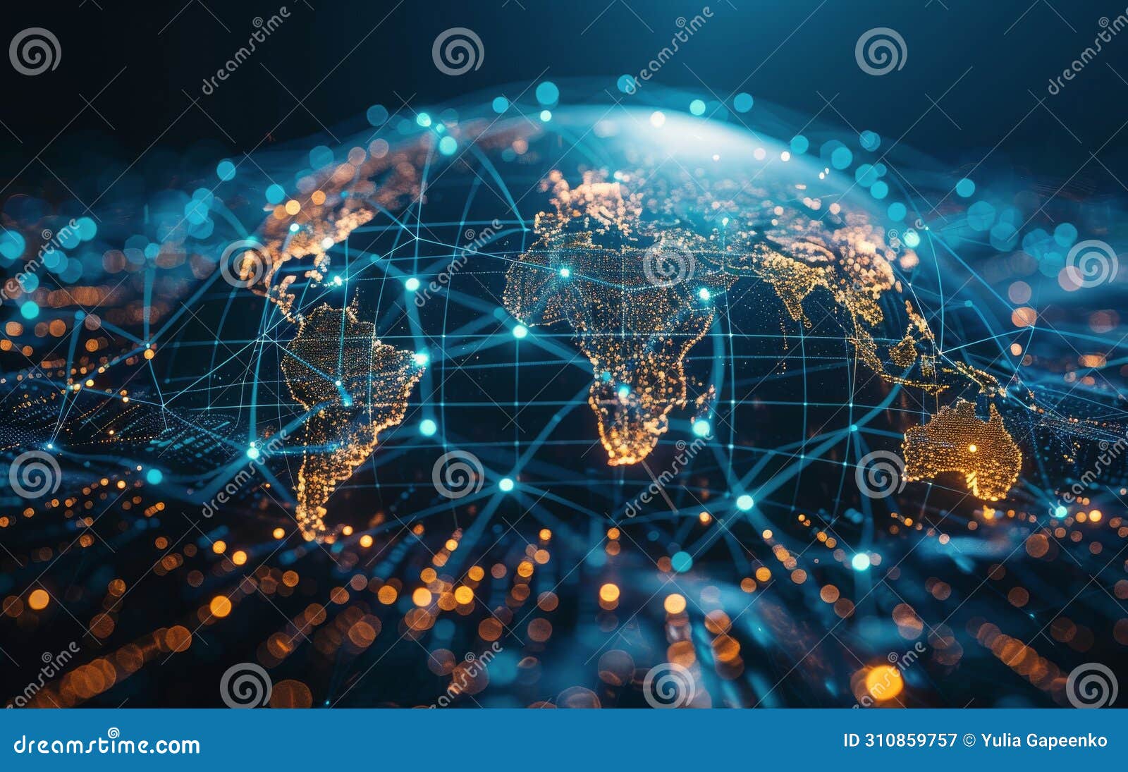 Interconnected Lines and Dots Surrounding Earth Stock Image - Image of ...