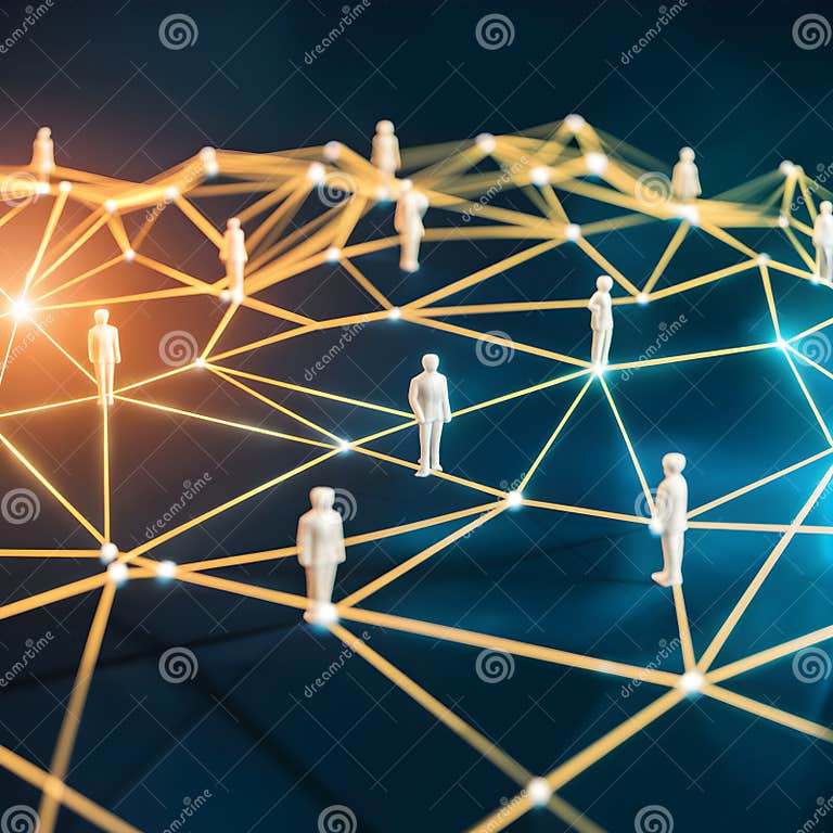 Interconnected Lines Forming Mesh with Figurines, Representing Social ...