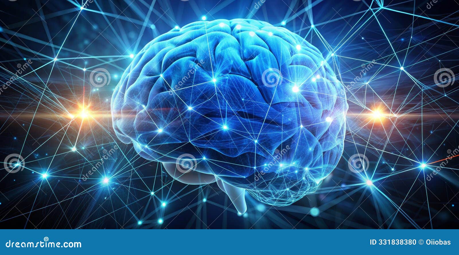 The Interconnected Mind 3D Rendered Human Brain with Glowing Neural ...
