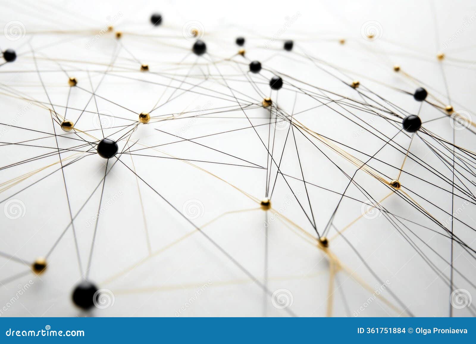 Interconnected Network of Black and Gold Nodes on White Background ...