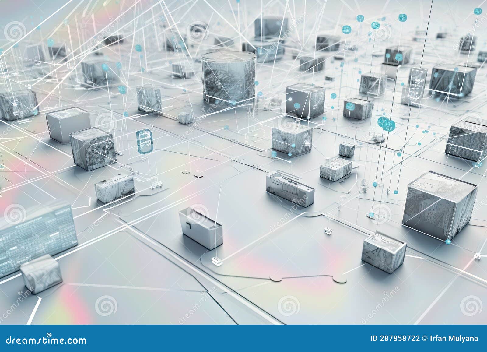 Interconnected Network Illustration with Blue Technology Theme Stock ...
