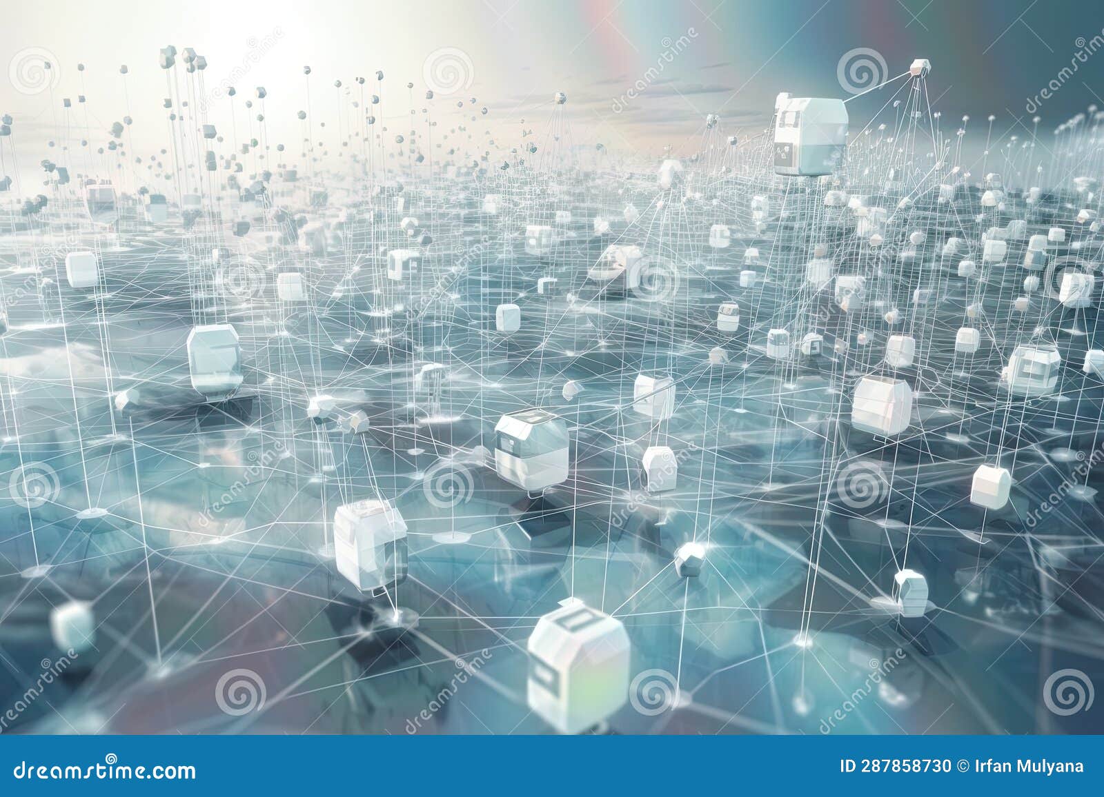 Interconnected Network Illustration with Blue Technology Theme Stock ...