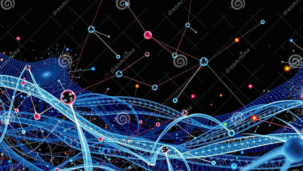 Interconnected Networks of Light and Data Stock Photo - Image of blue ...