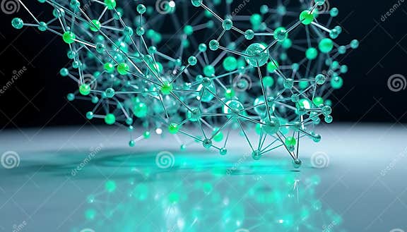 Interconnected Nodes Glowing Structure Molecular Network Visualization Stock Illustration ...