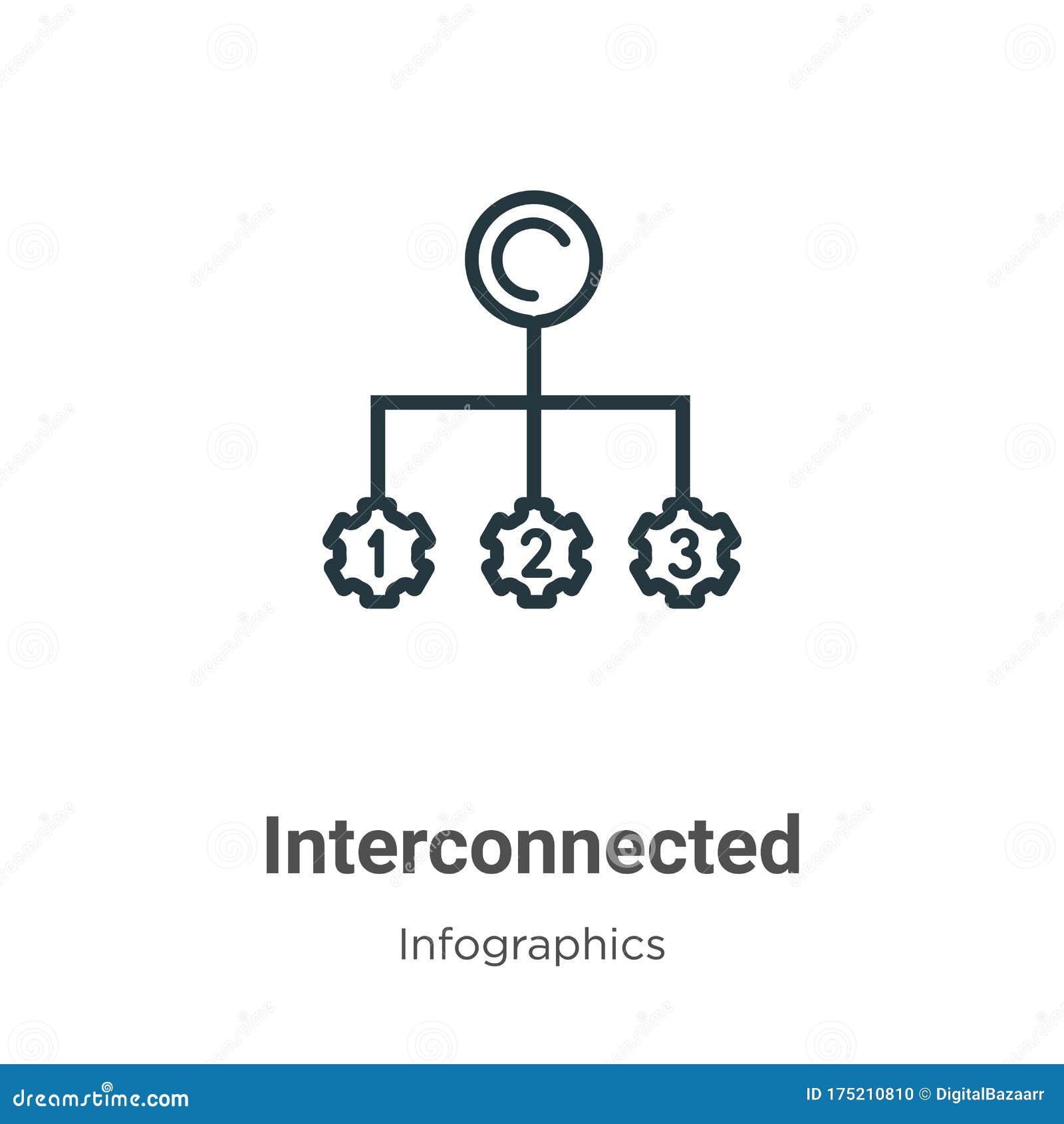 Interconnected Outline Vector Icon. Thin Line Black Interconnected Icon ...