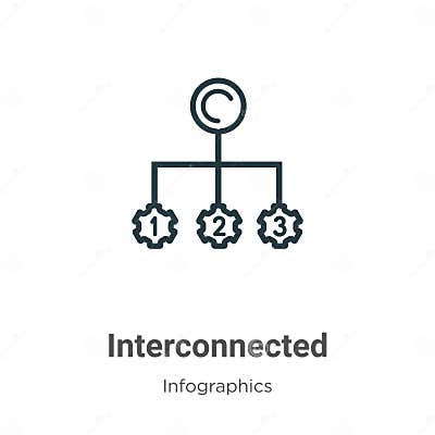 Interconnected Outline Vector Icon. Thin Line Black Interconnected Icon ...