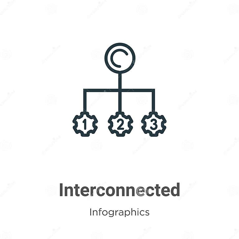 Interconnected Outline Vector Icon. Thin Line Black Interconnected Icon ...
