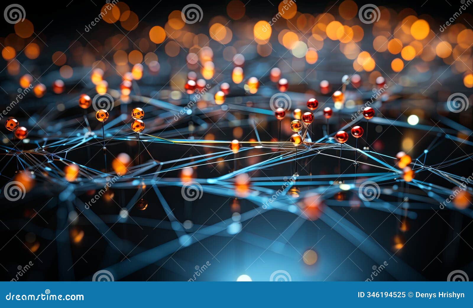 Interconnected Red and Yellow Dots Network Stock Image - Image of ...